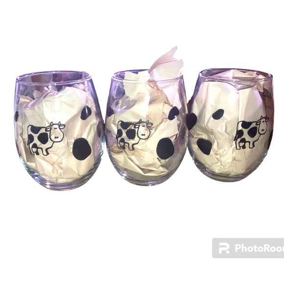 Dining | Cow Glass Cup Set Of 3 | Poshmark